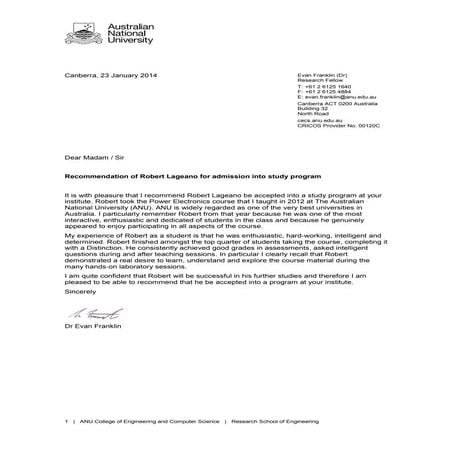 ANU - REFERENCE LETTER | PDF | Educational Assessment | Education