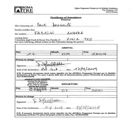 Erasmus Certificate of Attendance | PDF