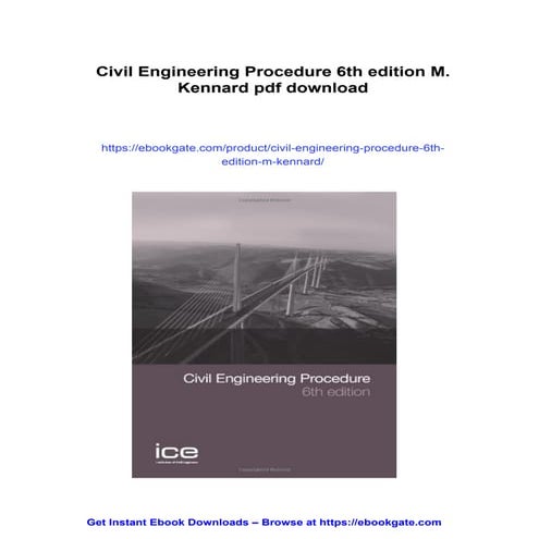 Civil Engineering Procedure 6th edition M. Kennard | PDF
