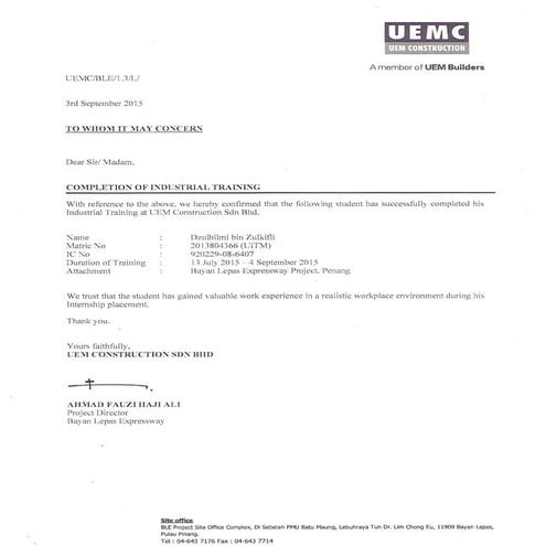 COMPLETION INTERNSHIP LETTER | PDF