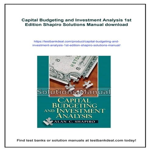 Capital Budgeting and Investment Analysis 1st Edition Shapiro Solutions ...
