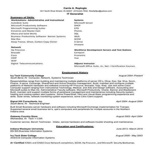 IT Support Specialist Resume | DOCX