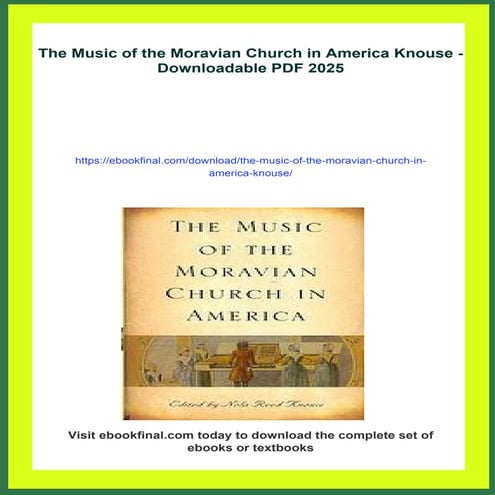 The Music of the Moravian Church in America Knouse | PDF