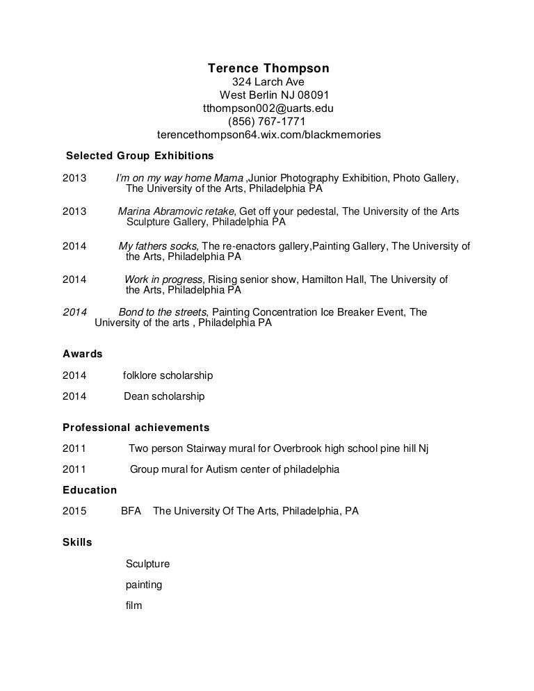 Terence artist resume Edited