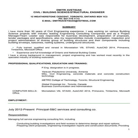 RESUME OF PROFESSIONAL EXPERIENCE | PDF