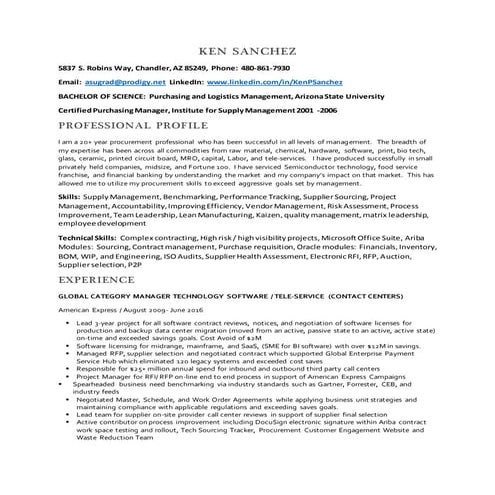 KEN SANCHEZ CV 103116 | PDF