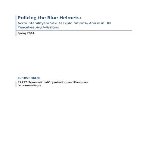 Writing Sample #2 UN Peacekeeping | PDF