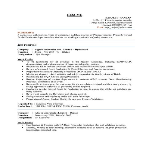 Resume_ Sanjeev (1) | PDF