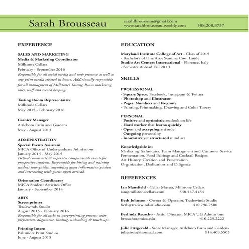 Sarah Brousseau - Resume Sept. 16 | PDF
