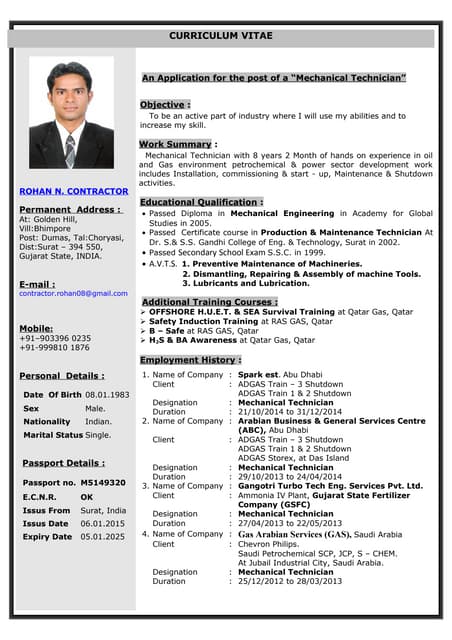 Resume of John Prince (Rotating Equipment Technician) | DOCX