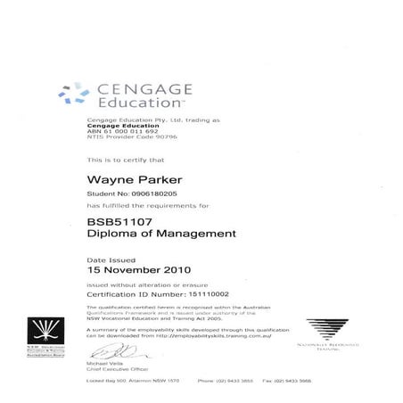 Diploma of Management | PDF
