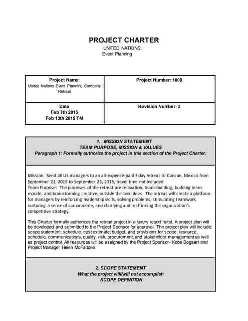 Wedding Project Charter