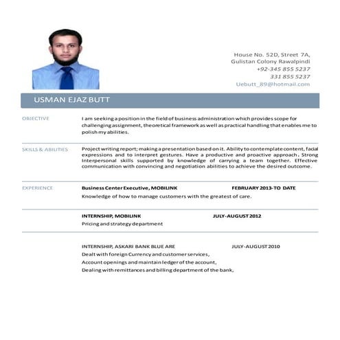 CV Usman Ejaz Butt | DOCX | Business Administration | Business