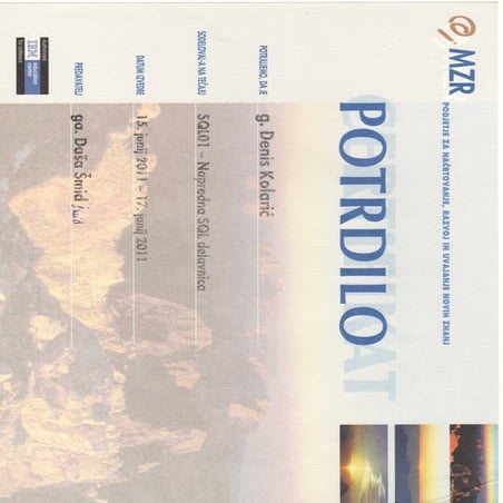 Potrdilo o izobraženju iz napredne SQL delavnice | PDF