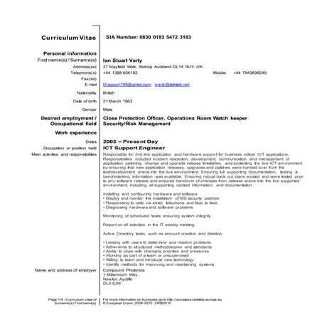 CV Ian CPO and Watchkeeper | DOCX | IT and Internet Support | Internet