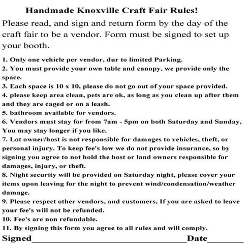 craft fair rules pdf | PDF