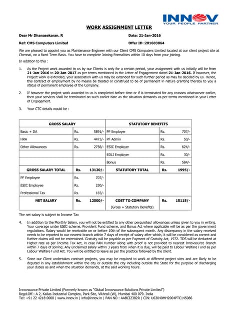 LLYOD INSULATION OFFER LETTER | PDF