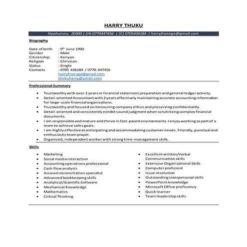 Harry Thuku CV | DOCX