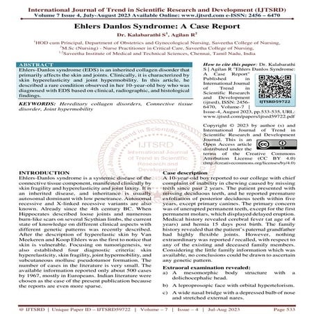 Ehlers Danlos Syndrome A Case Report | PDF