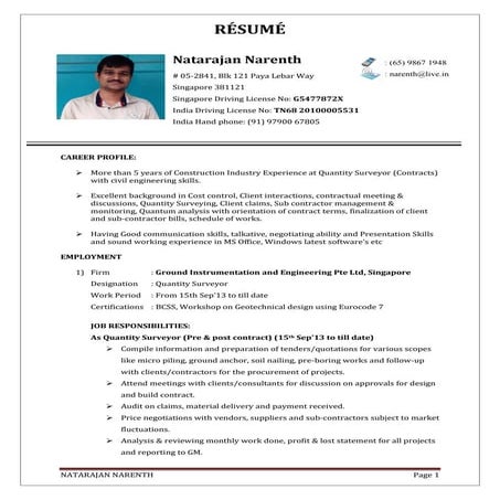 Resume Narenth Natarajan | PDF