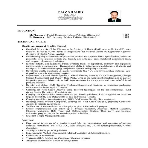 CV Ejaz - 2016 | PDF