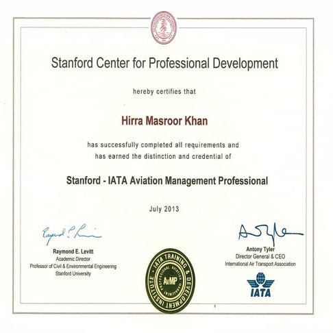 Stanford - IATA AvMP Certificate | PDF