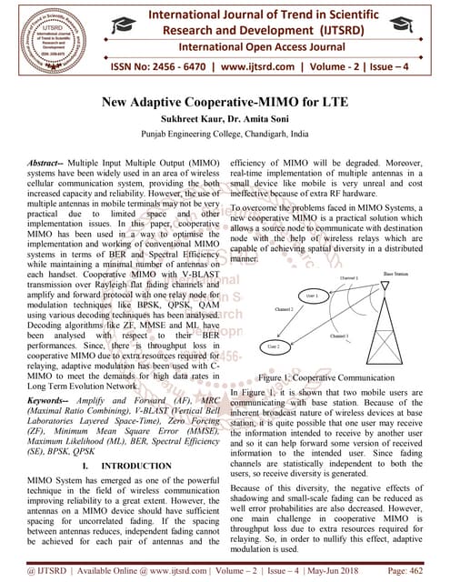 New Adaptive Cooperative Mimo For Lte Technology Pdf