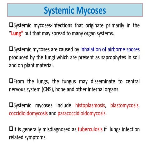 Histoplasmosis and Blastomycosis: Systemic mysosis | PDF