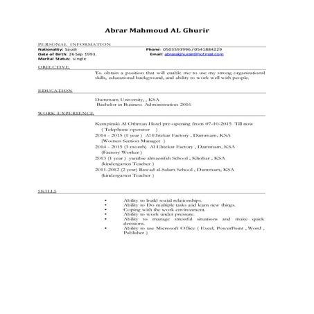 Abrar Mahmoud AL | DOCX | Business | Business and Finance