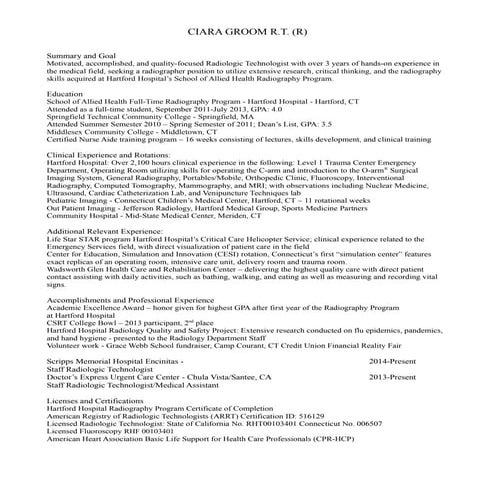 CG RT(R) Resume | PDF