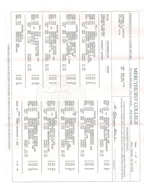 SLCC Transcripts | PDF