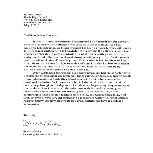 ER Letter of Rec + Signature | PDF