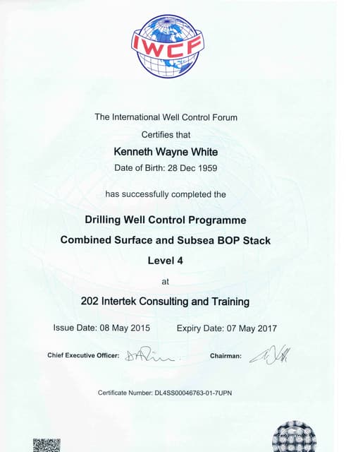 IWCF Temporary Certificate | PDF