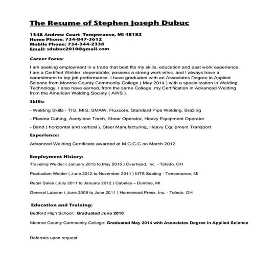 Stephen Dubuc Resume | PDF