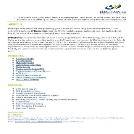 SV ELECTRONICS PROFILE | PDF