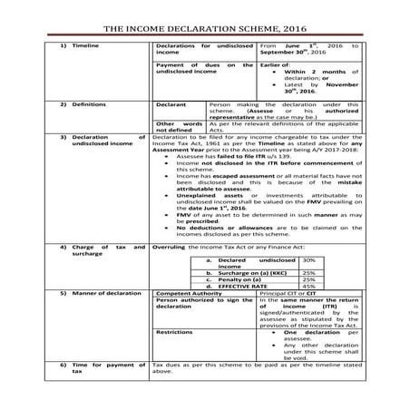 THE INCOME DECLARATION SCHEME, 2016 | PDF | Business Accounting ...