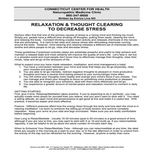 Relaxation & Mind Clearing to Decrease Stress | PDF
