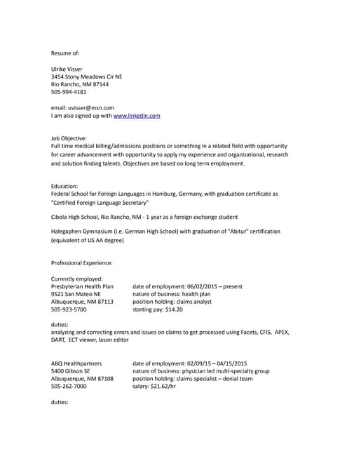 Janette Lee Carosone Resume (1) | DOCX | Healthcare Industry | Industries