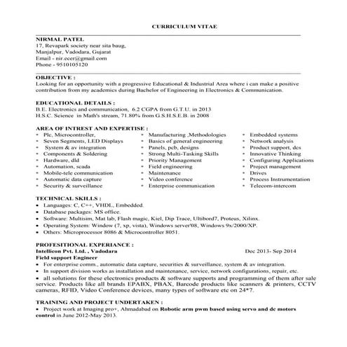 nir nw resume | DOCX | Computing | Technology & Computing
