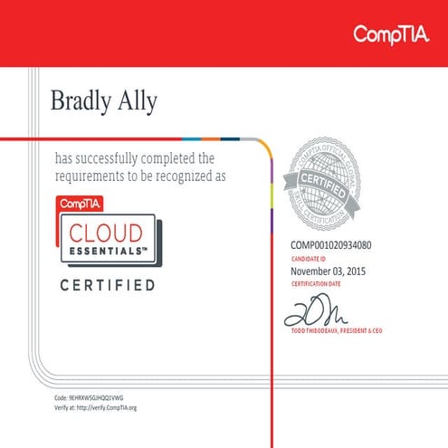 CompTIA Cloud Essentials certificate | PDF