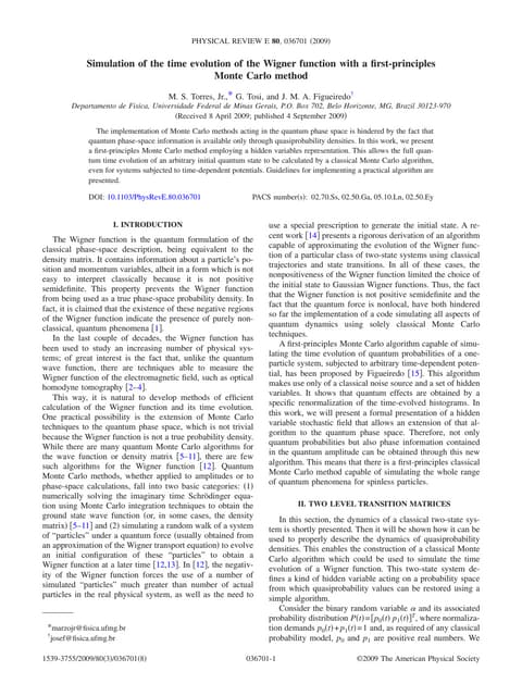 2009 Pre Simulation Of The Time Evolution Of The Wigner Function With