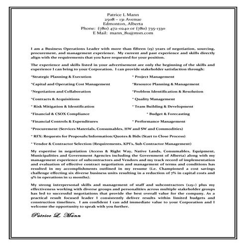 Resume and Cover Letter Combined rev 1 | DOC