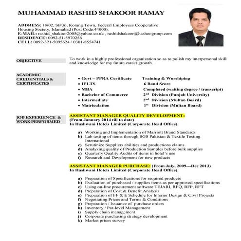 14 12 15 _ UP-DATED CV OF MUHAMMAD RASHID SHAKOOR RAMAY. | PDF