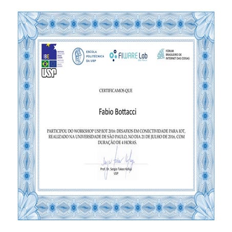 2016 USP-Poli IoT Connectivity Workshop Certificate | PDF