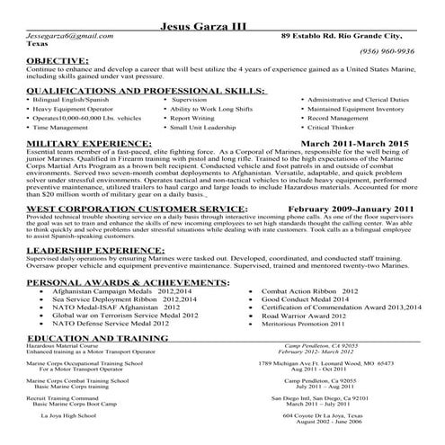 Jesus Garza resume | PDF