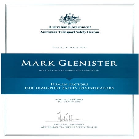 Certificate- ATSB Human Factors | PDF