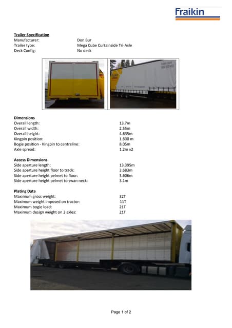 Cartwright Double Deck Trailer Spec | DOC | Auto Type | Automotive