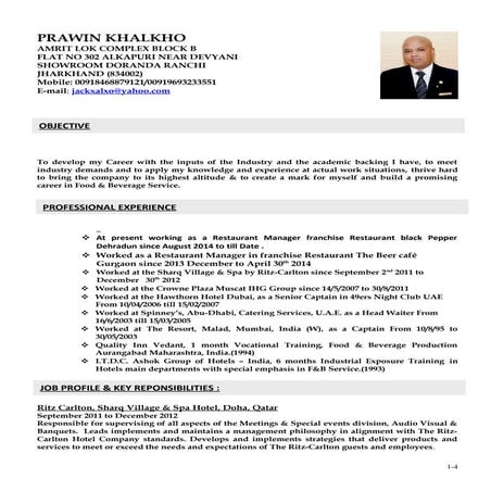 prawin resume (1)3 | DOC | Human Resources | Business