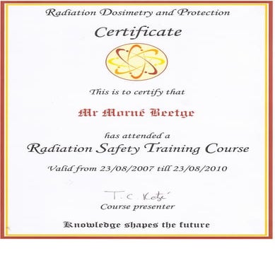 M Beetge - 10. Radiation Safety Training Course | PDF