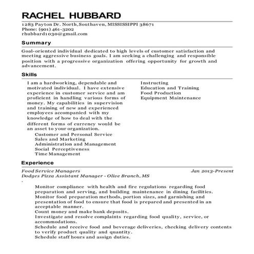 Rachel Resume 1 | PDF